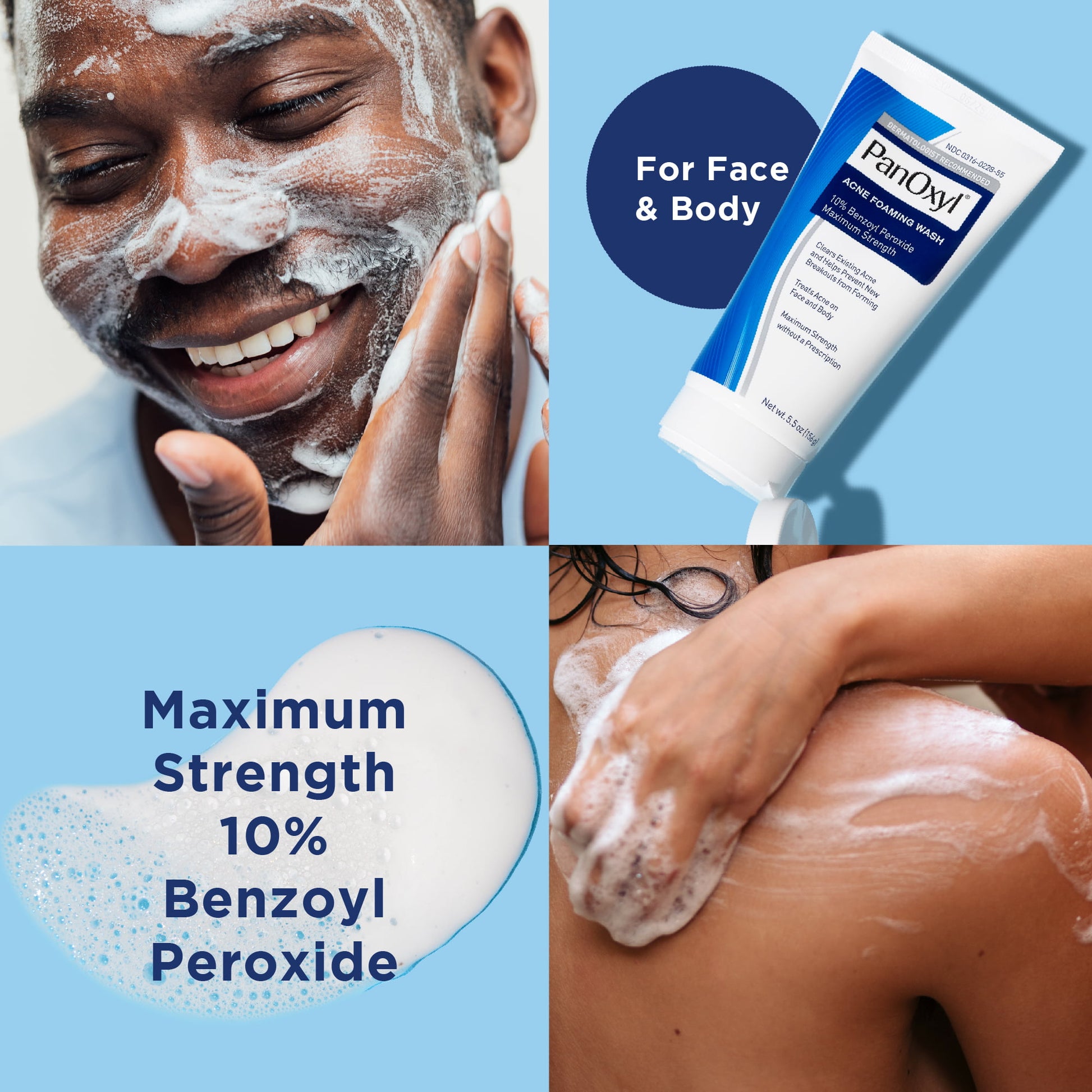 PanOxyl | Acne Foaming Wash Benzoyl Peroxide 10% Maximum Strength 5.5 ...